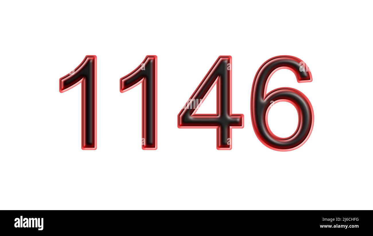 red 1146 number 3d effect white background Stock Photo - Alamy