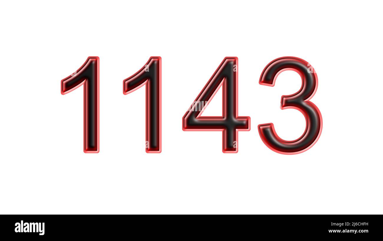 red 1143 number 3d effect white background Stock Photo - Alamy