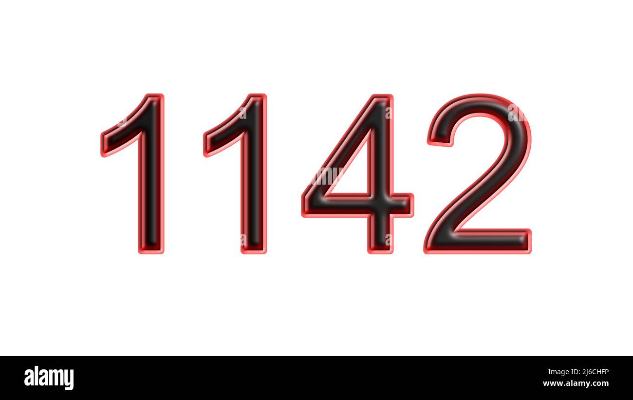red 1142 number 3d effect white background Stock Photo - Alamy