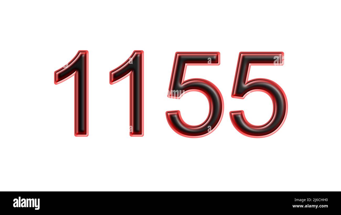 red 1155 number 3d effect white background Stock Photo - Alamy