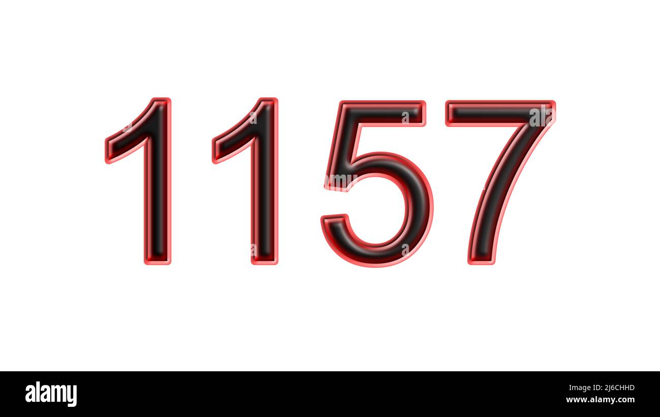 red 1157 number 3d effect white background Stock Photo - Alamy
