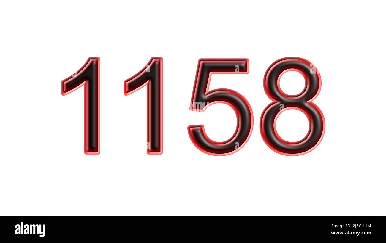 red 1158 number 3d effect white background Stock Photo - Alamy