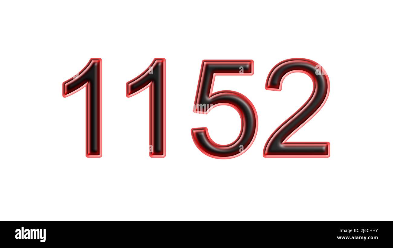 red 1152 number 3d effect white background Stock Photo - Alamy
