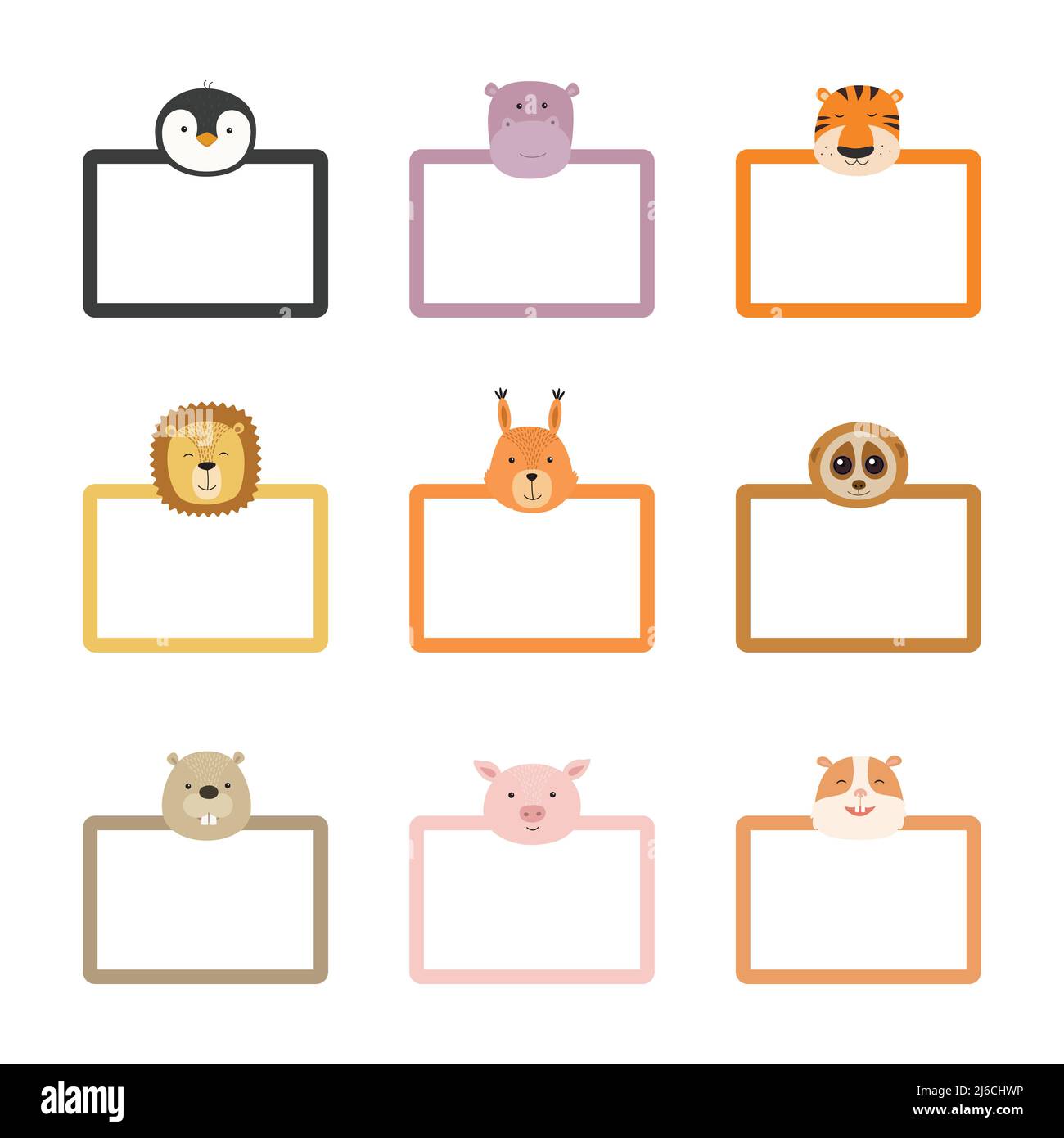 Set of vector frames with animals. Children photo frame animal Stock ...
