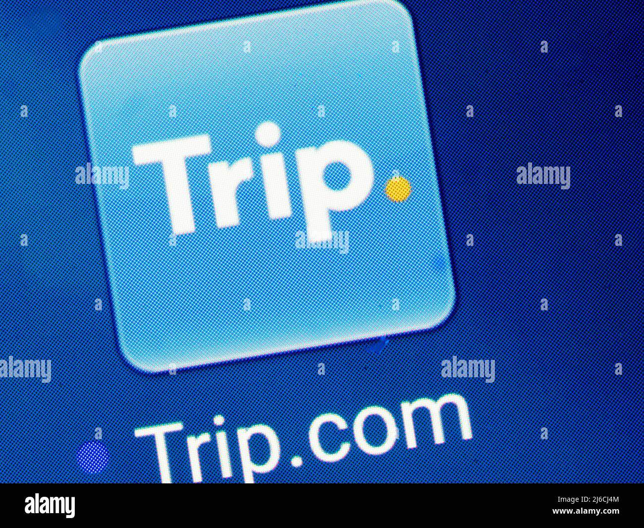 In this photo illustration, the Trip.com application logo is displayed ...