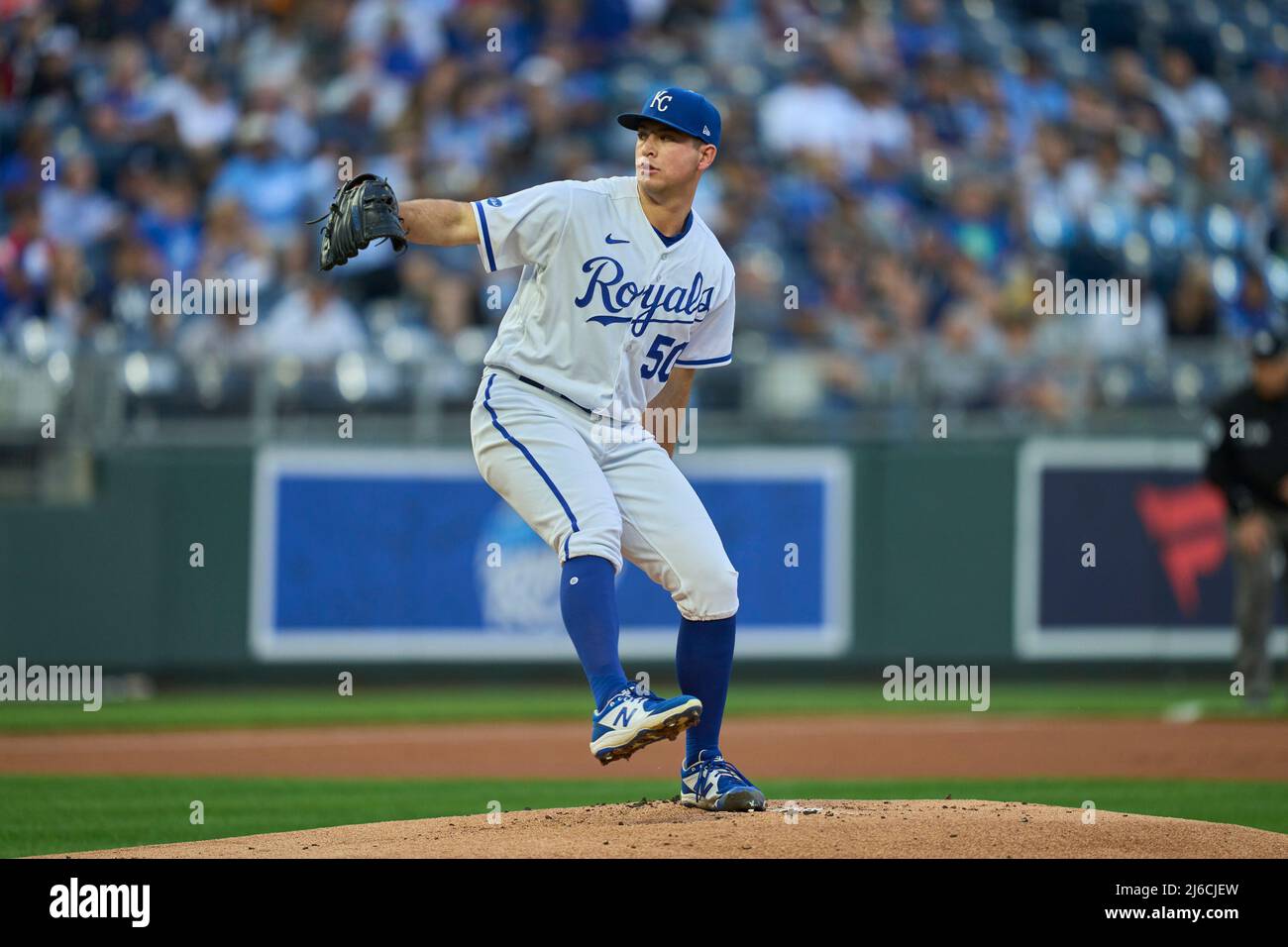 April 29 20261: Kansas City pitcher Kris Bubic (50) throws a pitch ...