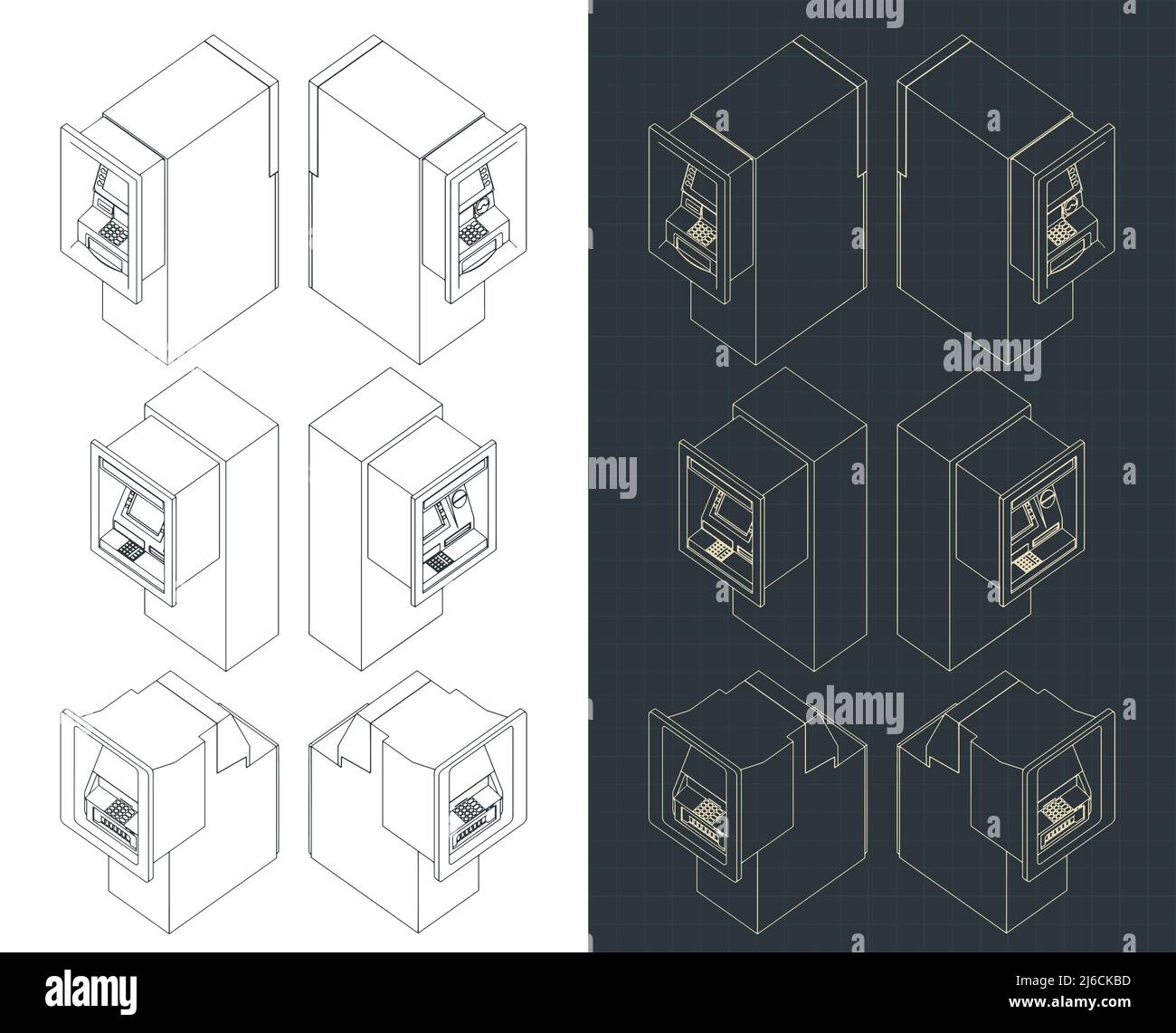Stylized vector illustration of isometric blueprints of different ATMs Stock Vector Image & Art ...