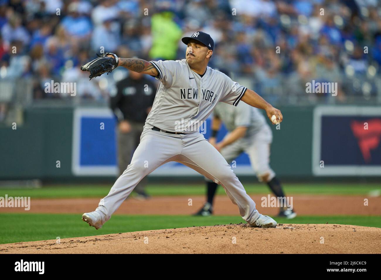 April 29 20261: New York first baseman Nestor Cortes (65) throws a ...