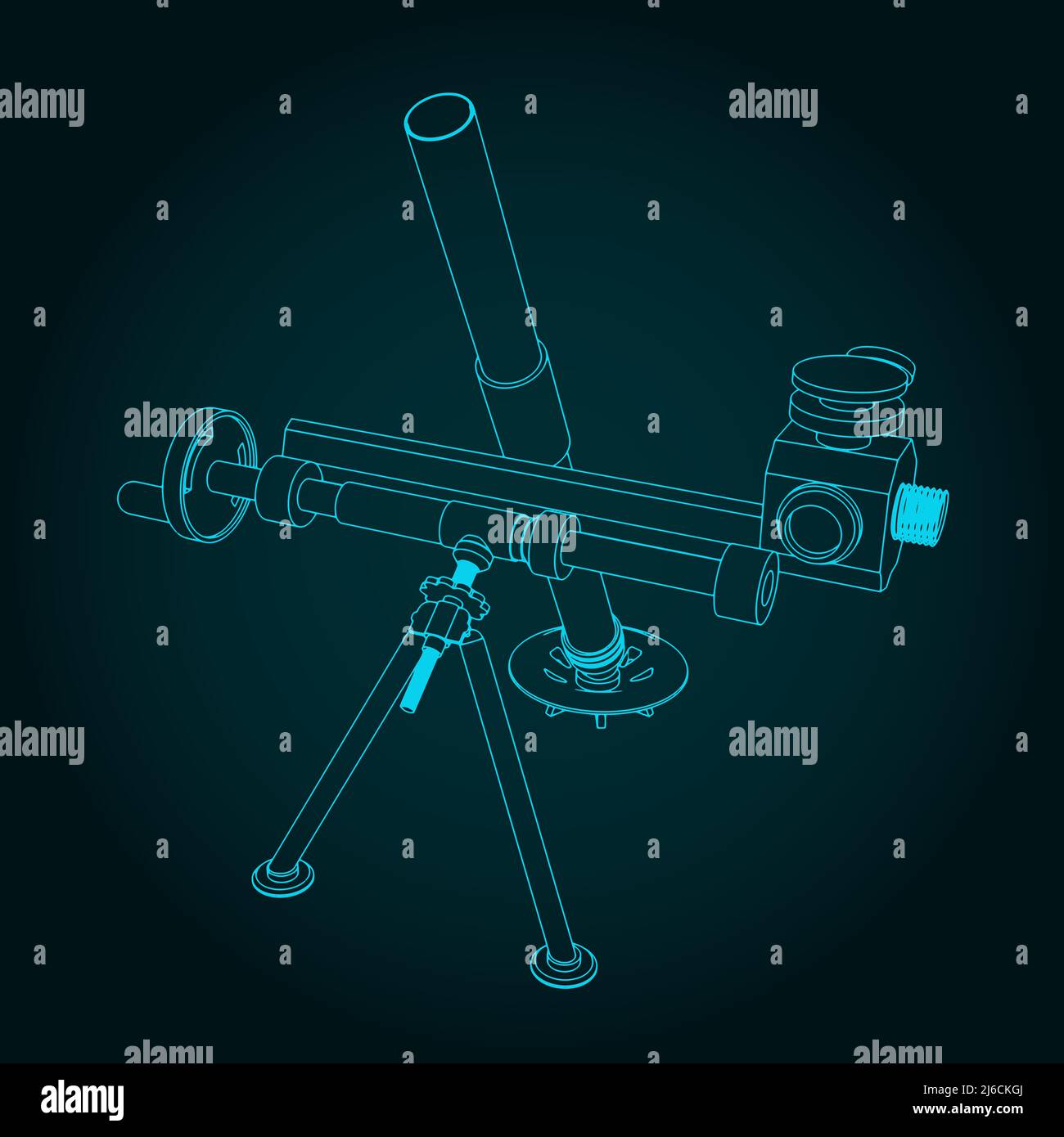 Stylized vector illustration of drawings of mortar weapon system Stock ...