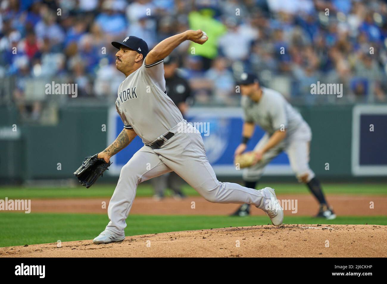 April 29 20261: New York first baseman Nestor Cortes (65) throws a ...