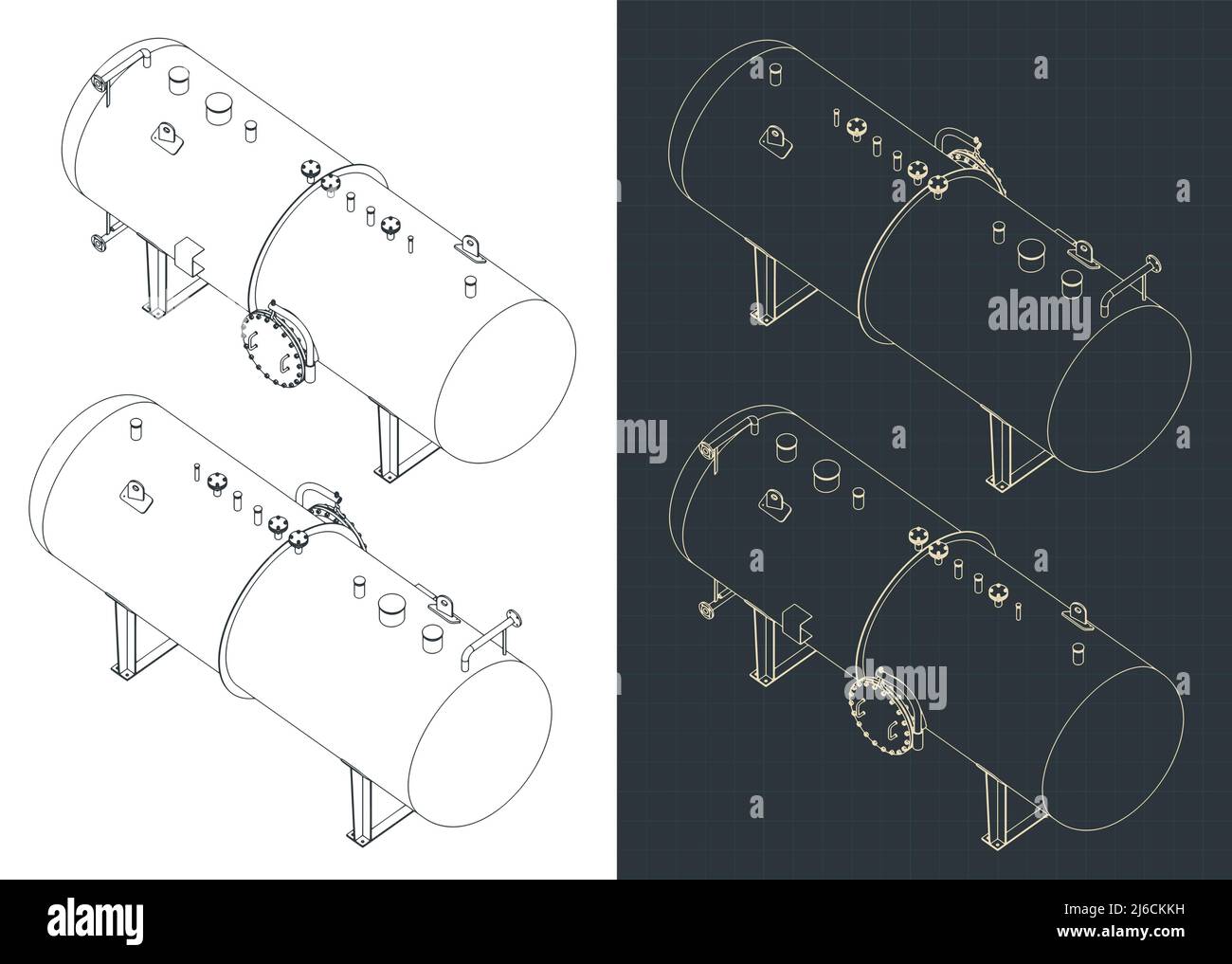 Stylized vector illustration of isometric blueprints of horizontal ...