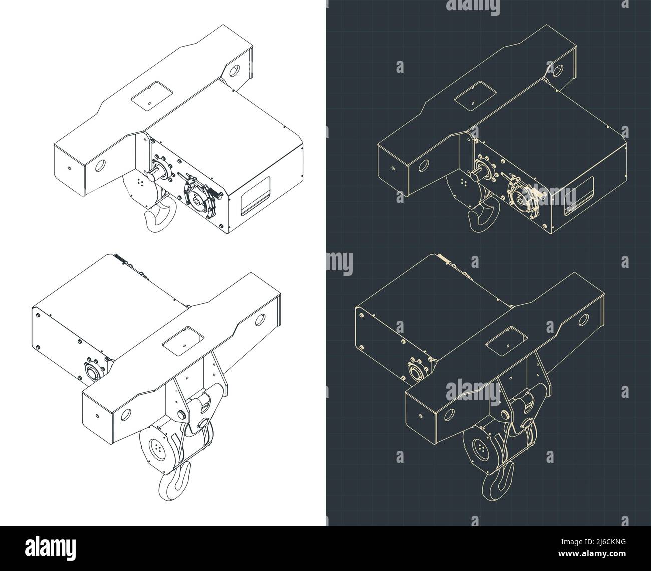 Stylized vector illustration of isometric blueprints of trolley for ...