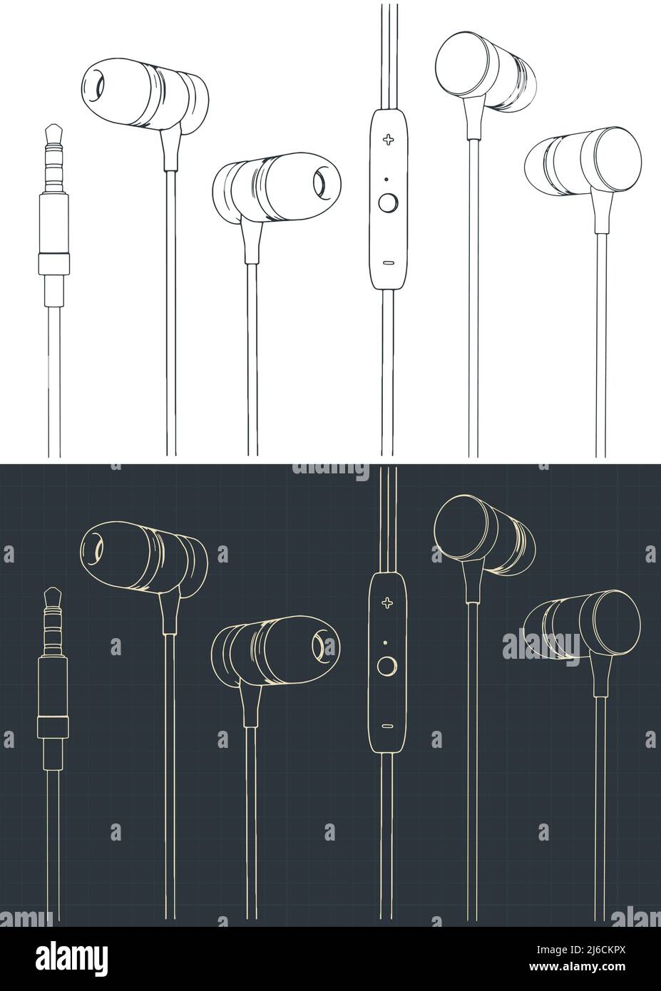 Stylized vector illustration of wired portable headphones Stock Vector ...