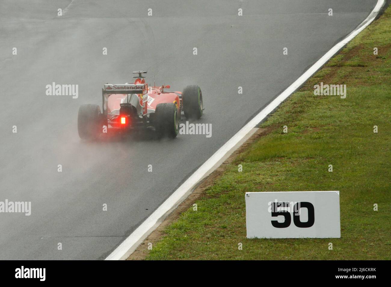 Formula 1 Hungarian Grand Prix 2014. Pictured:Ferrari approaching the ...
