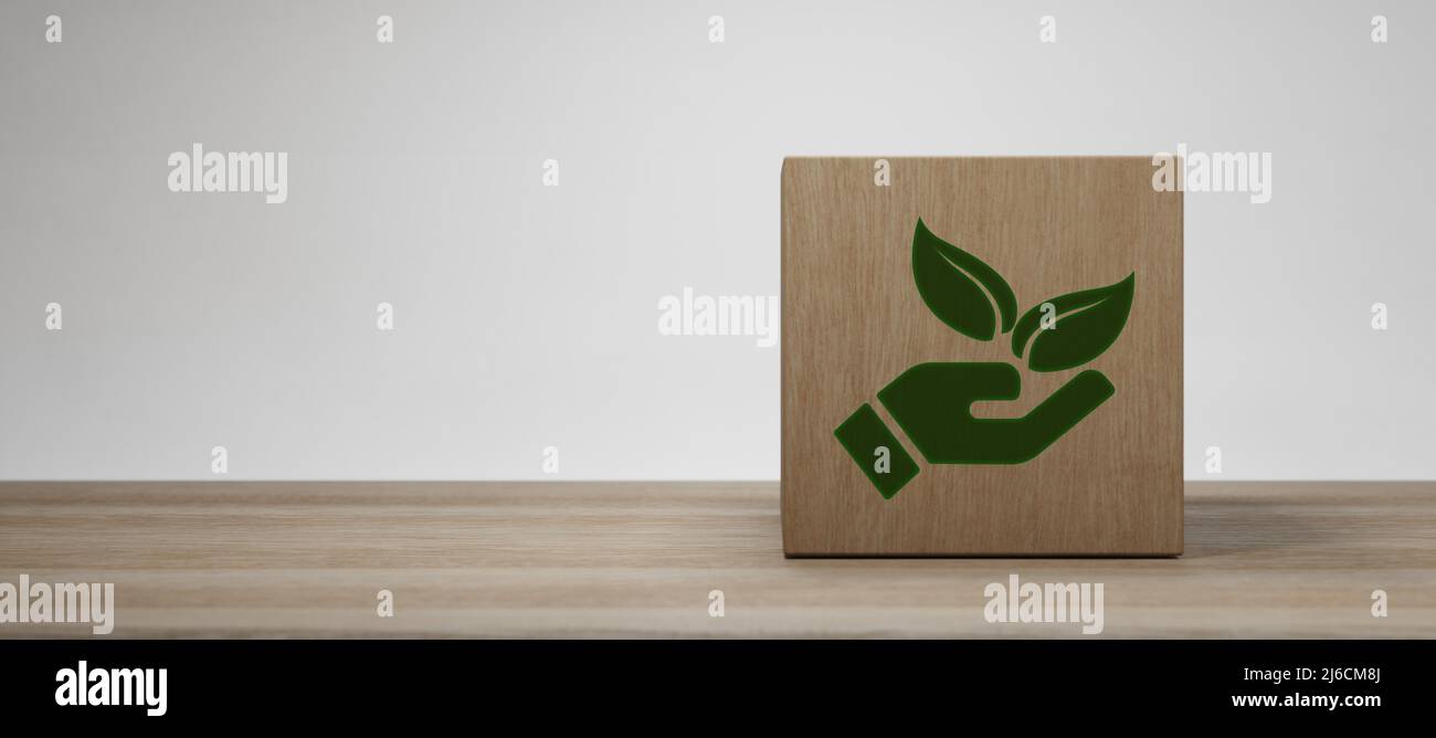 Wooden cube block for CSR, eco green sustainable living, zero waste ...