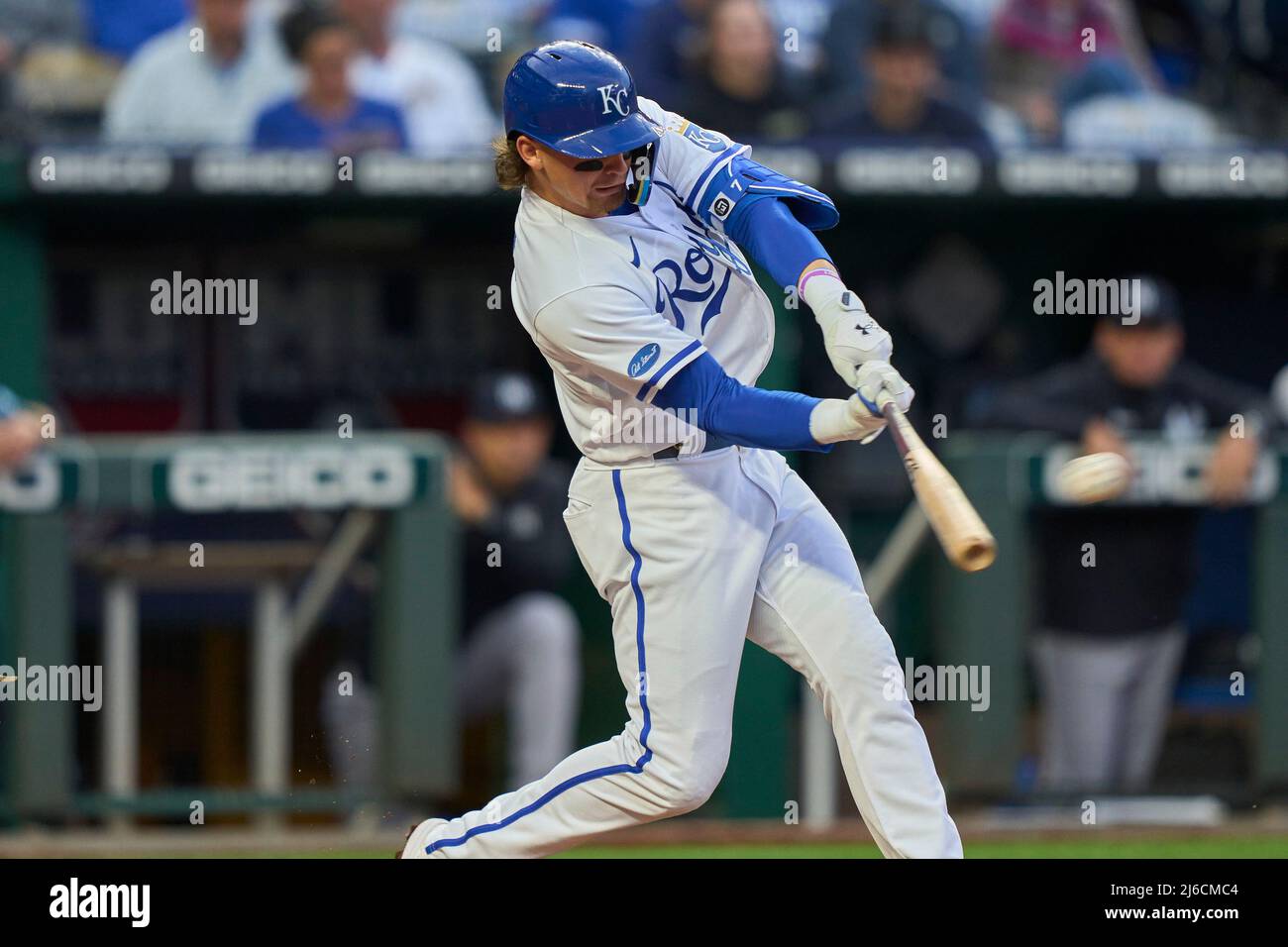 April 29 20261: Kansas City third baseman Bobby Witt Jr.(7) gets a hit ...