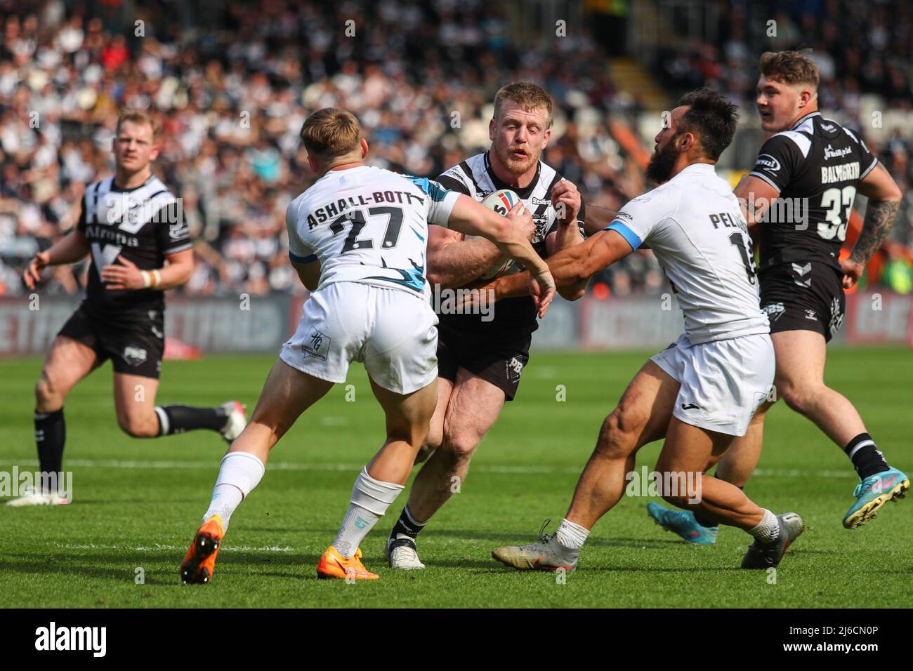 Brad Fash #17 of Hull FC runs at the Toulouse defence in , on 4/30/2022 ...
