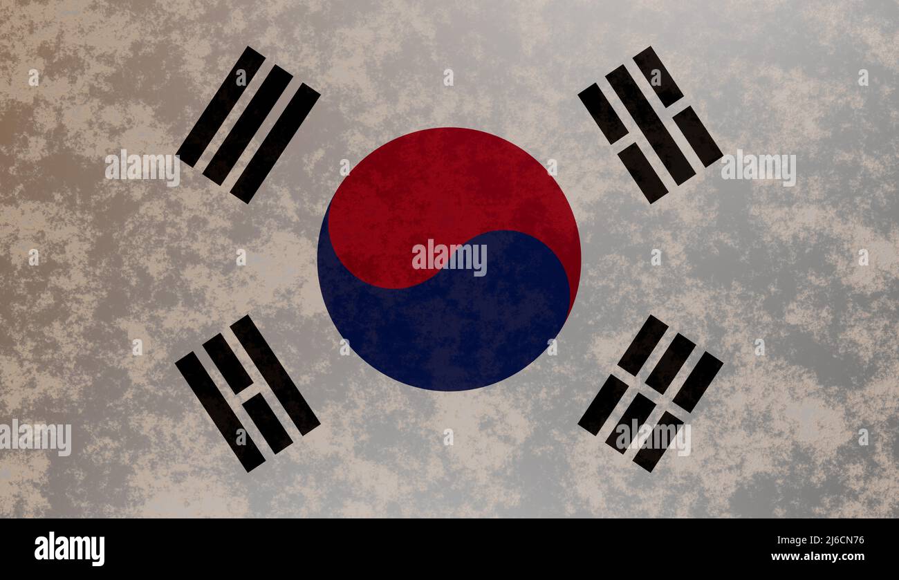 South Korea Flag with Grunge Texture 3D Render Stock Photo - Alamy