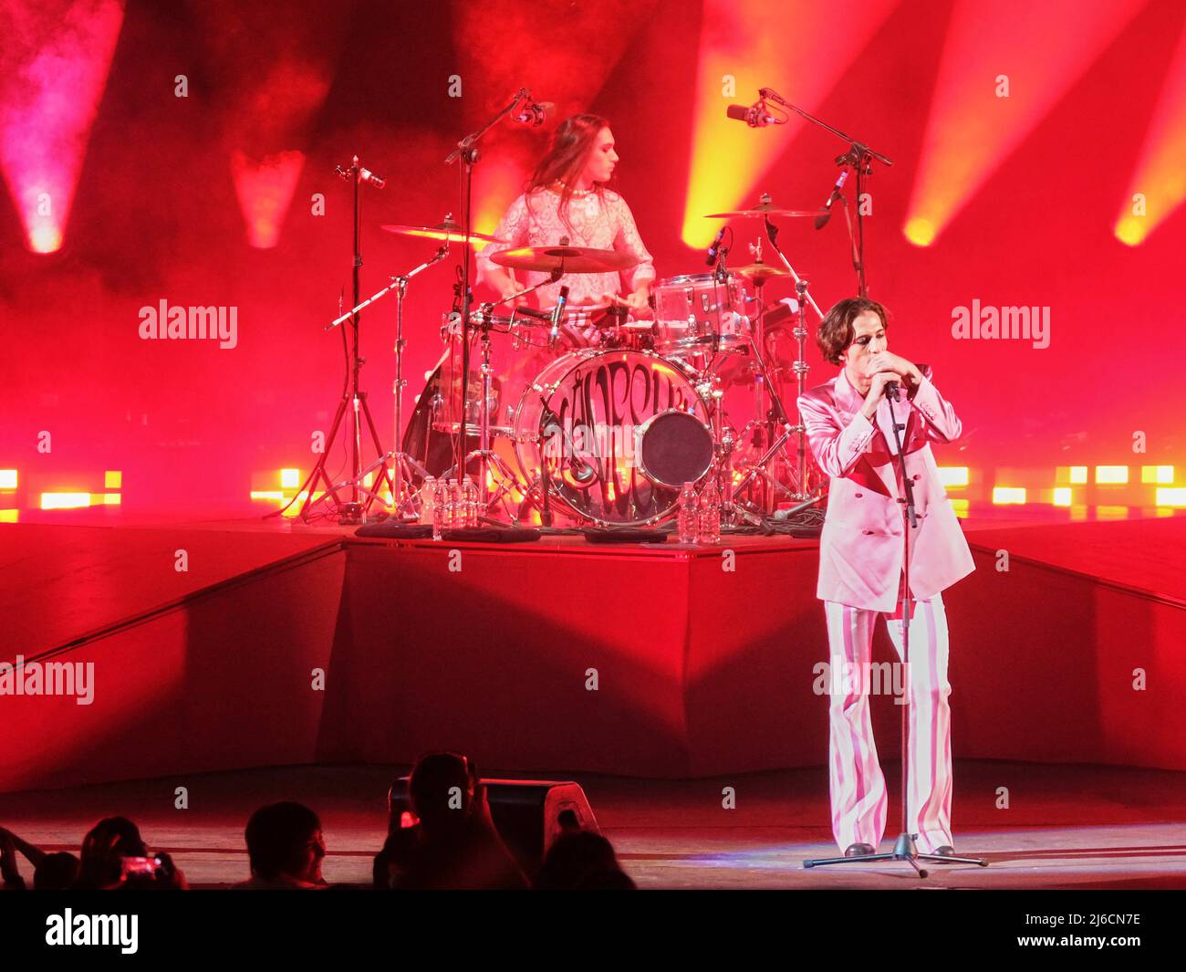 Maneskin during Maneskin Live, Italian singer Music Concert in Verona ...