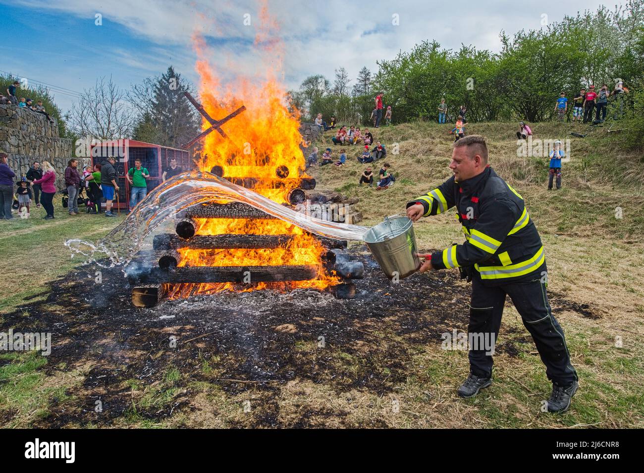 Walpurgis Night - Burning of the Witches. Huge bonfires with a witch ...