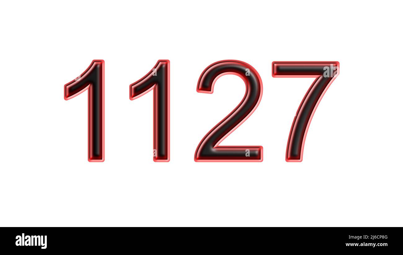 red 1127 number 3d effect white background Stock Photo - Alamy