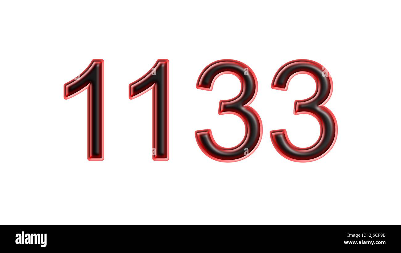 red 1133 number 3d effect white background Stock Photo - Alamy
