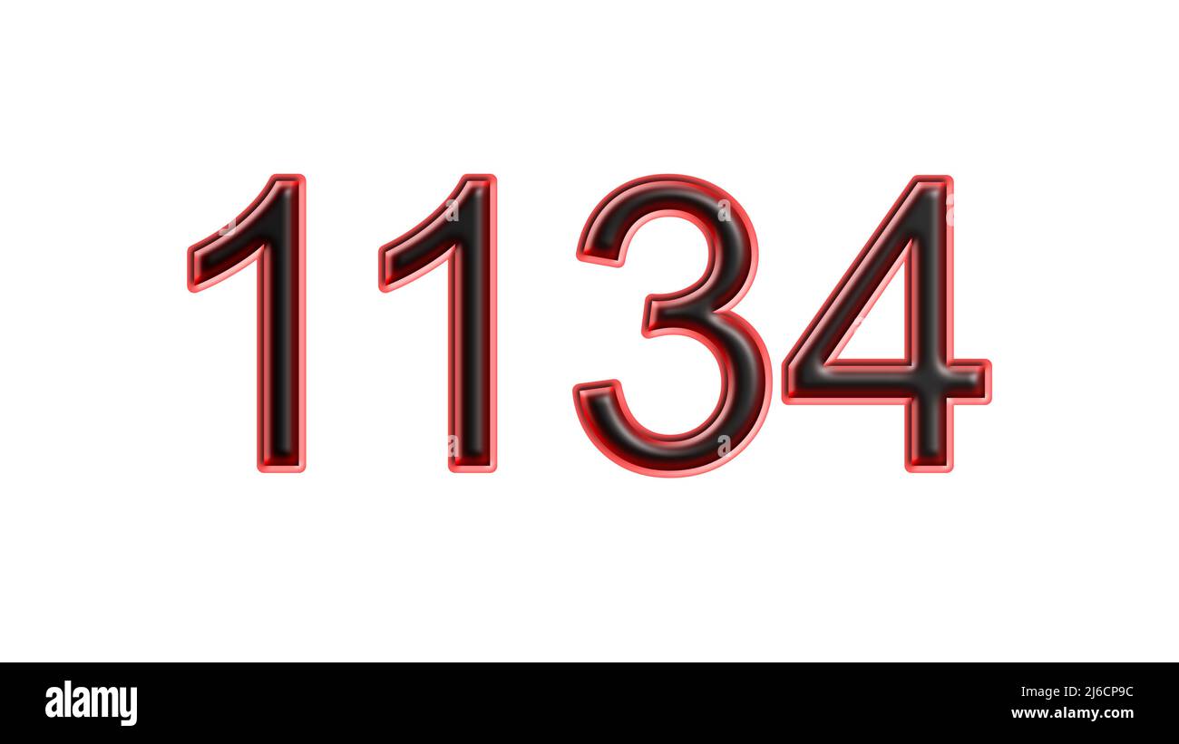 red 1134 number 3d effect white background Stock Photo - Alamy