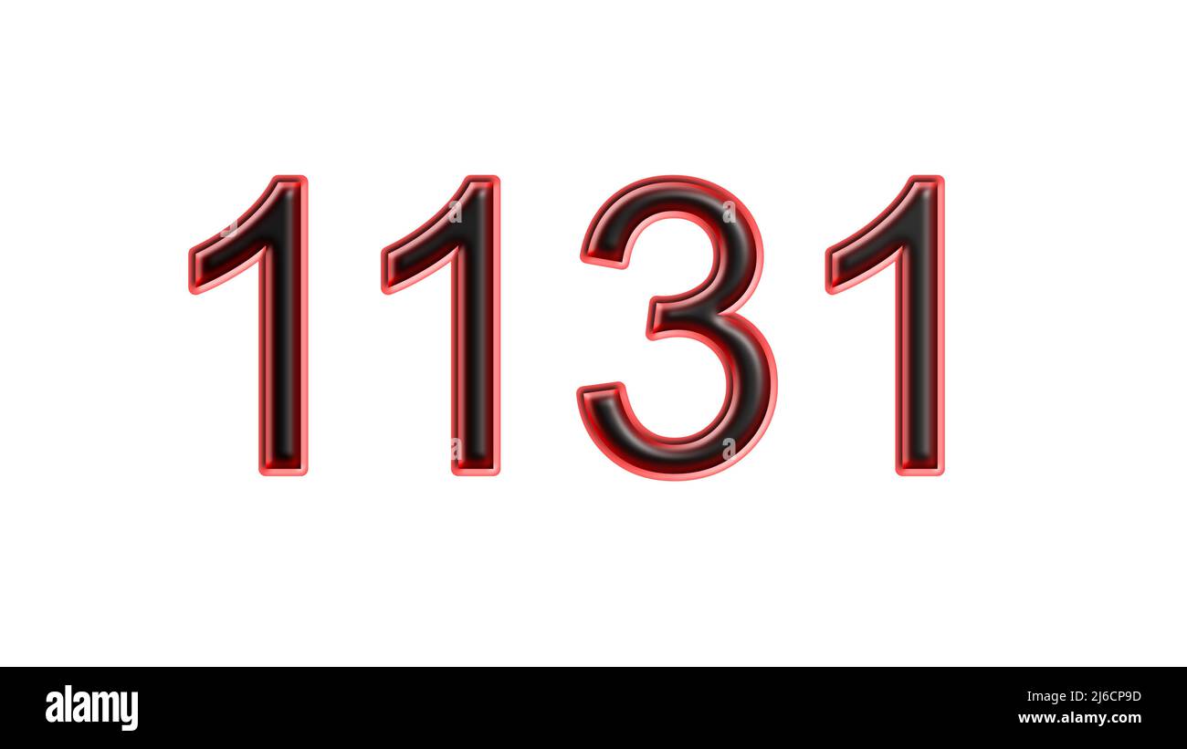 red 1131 number 3d effect white background Stock Photo - Alamy