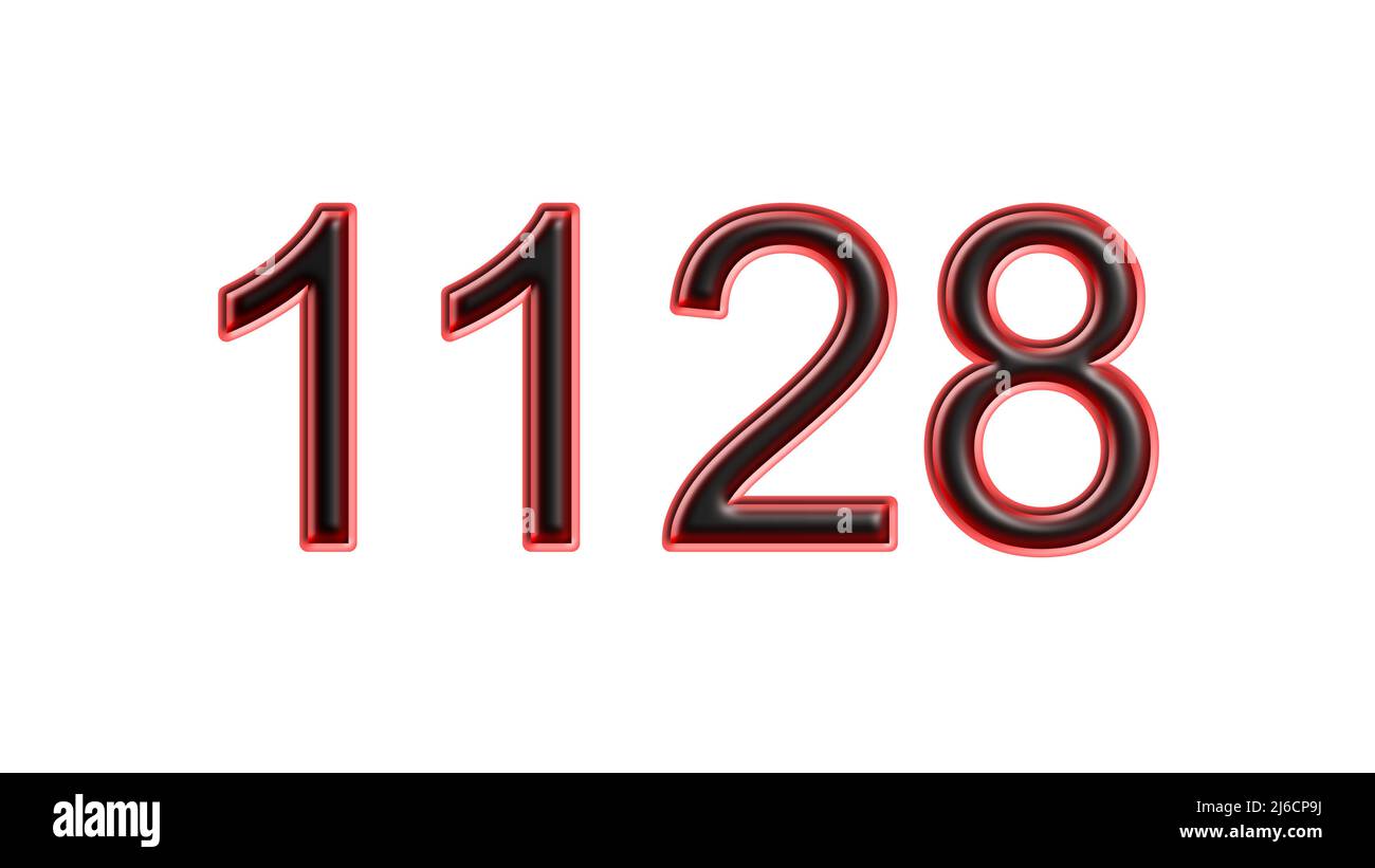 red 1128 number 3d effect white background Stock Photo - Alamy