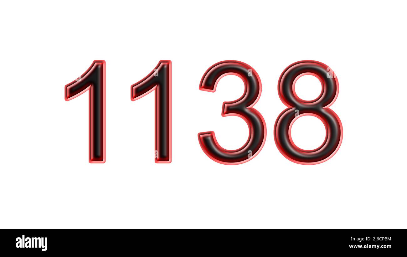 red 1138 number 3d effect white background Stock Photo - Alamy