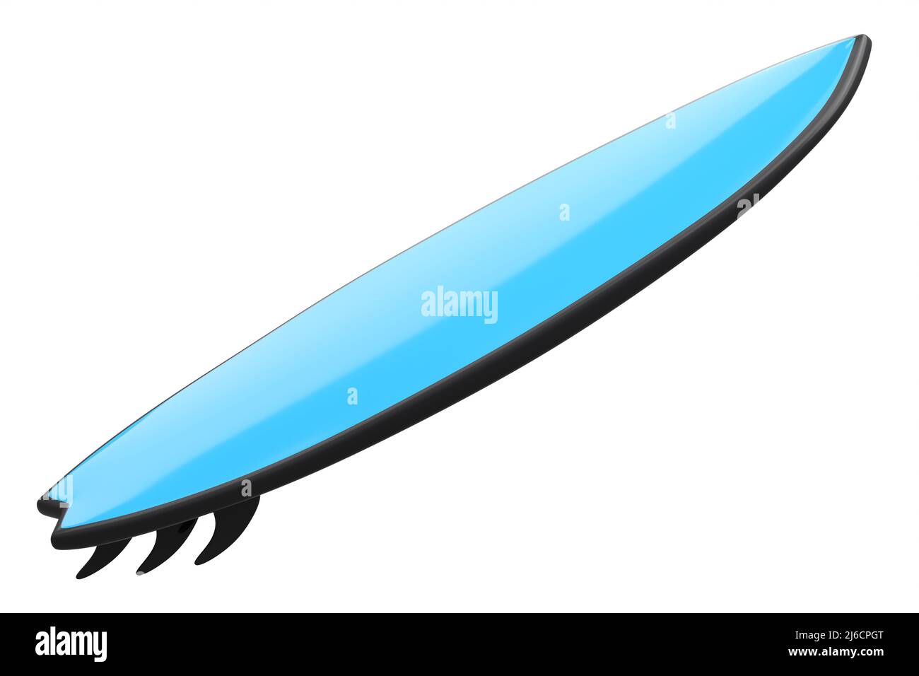 Realistic blue surfboard isolated on white background. 3d render of ...
