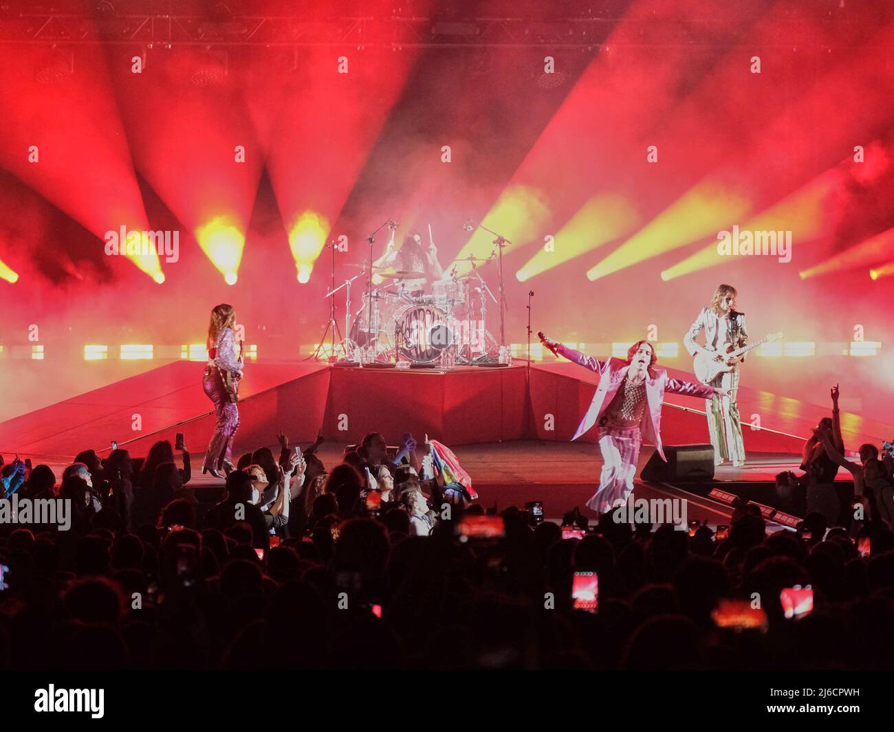 Maneskin during Maneskin Live, Italian singer Music Concert in Verona ...