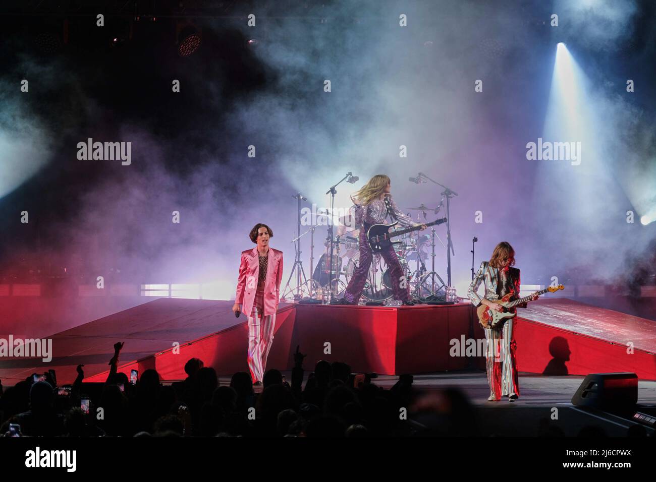 Maneskin during Maneskin Live, Italian singer Music Concert in Verona ...