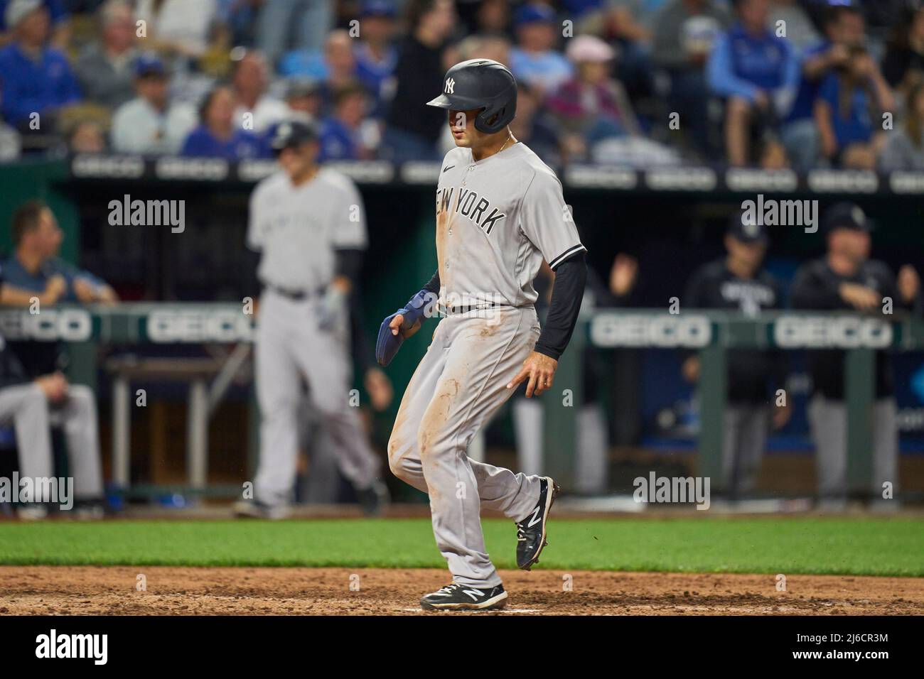 April 29 20261: New York shortstop Isiah Kiner-Falefa (41) scoring a ...