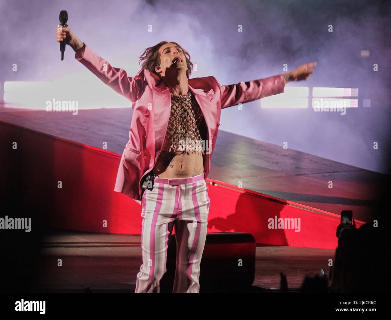 Arena di Verona, Verona, Italy, April 28, 2022, Maneskin - Damiano ...