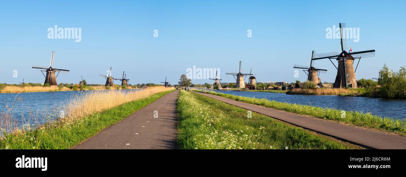 The windmills at Kinderdijk are a group of 19 monumental windmills in ...
