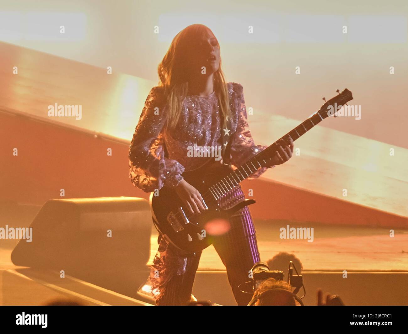 Maneskin - Victoria De Angelis during the Italian singer Music Concert ...