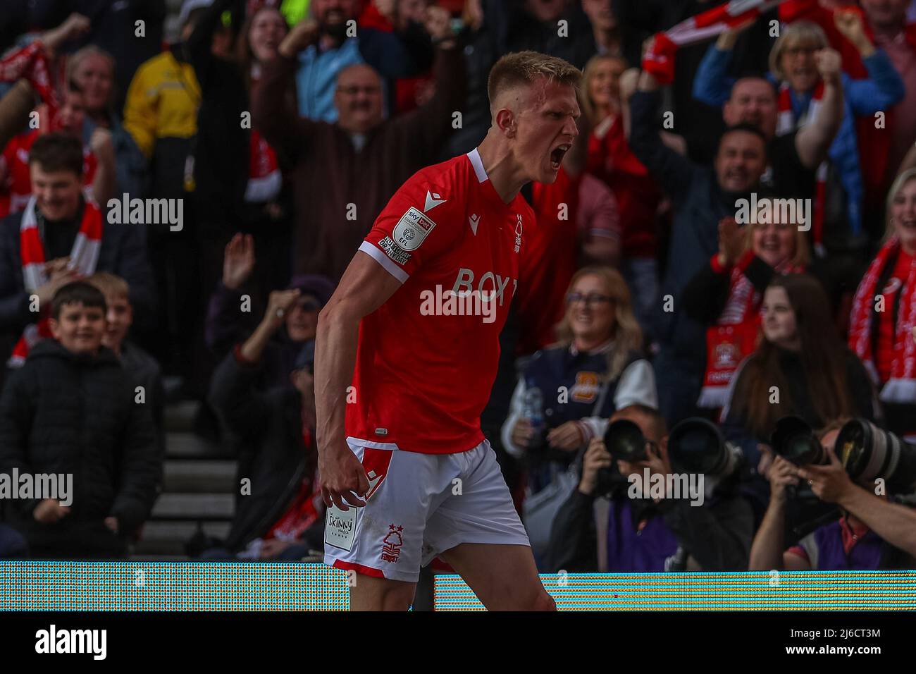 Sam Surridge #16 of Nottingham Forest celebrates his goal to make it 2 ...