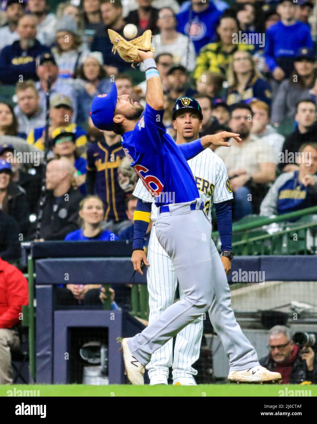 April 29, 2022 - Chicago Cubs first baseman Alfonso Rivas (36) catches ...