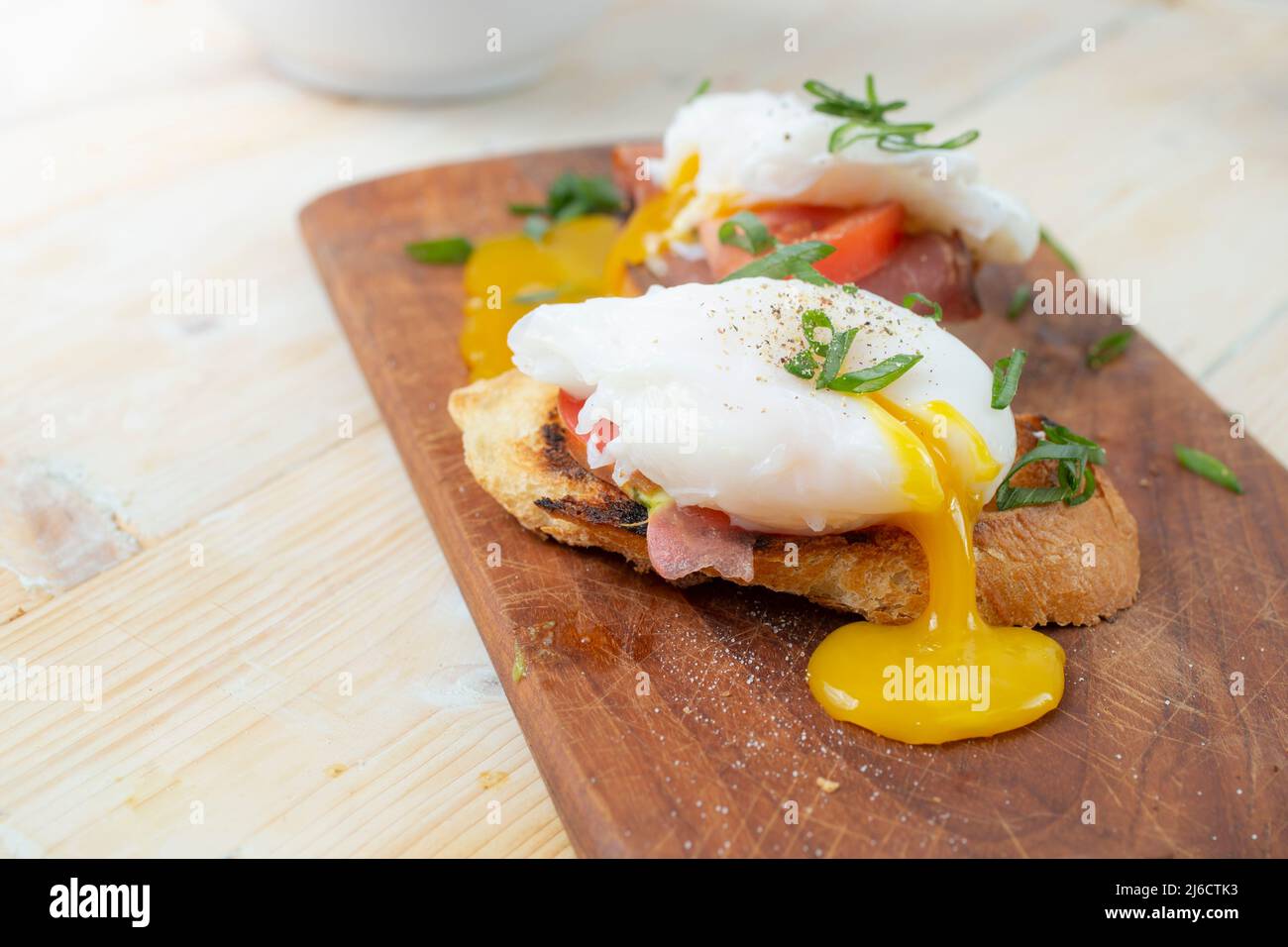 Sandwich with ham and Poached Egg. Wholemeal Bread Toast smoked ham and ...