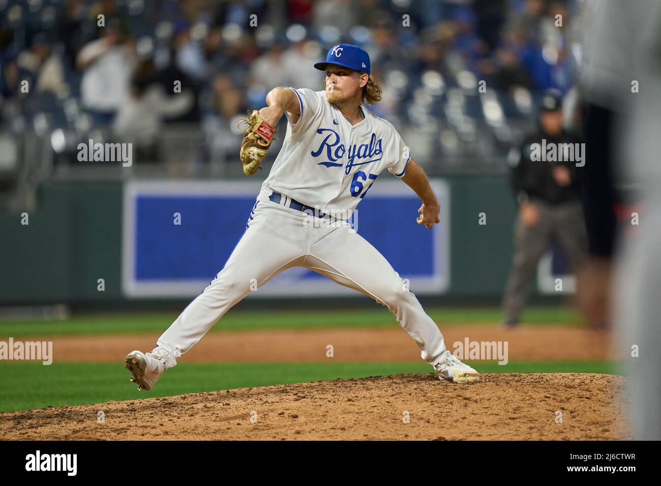 April 29 20261: Kansas City pitcher Gabe Speier (67) throws a pitch ...