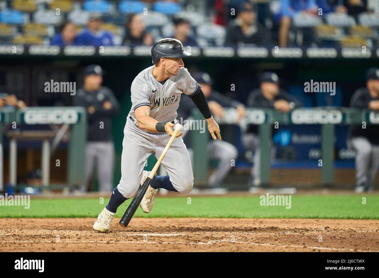 April 29 20261: New York left fielder Tim Lacastro (33) gets a hit ...