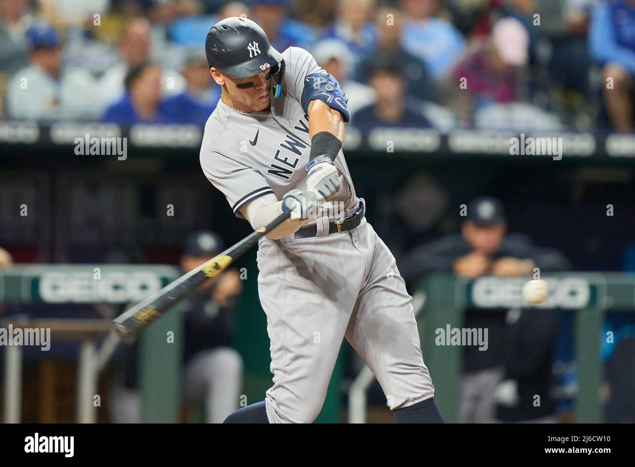 April 29 20261: New York right fielder Aaron Judge (99) hits a homer ...