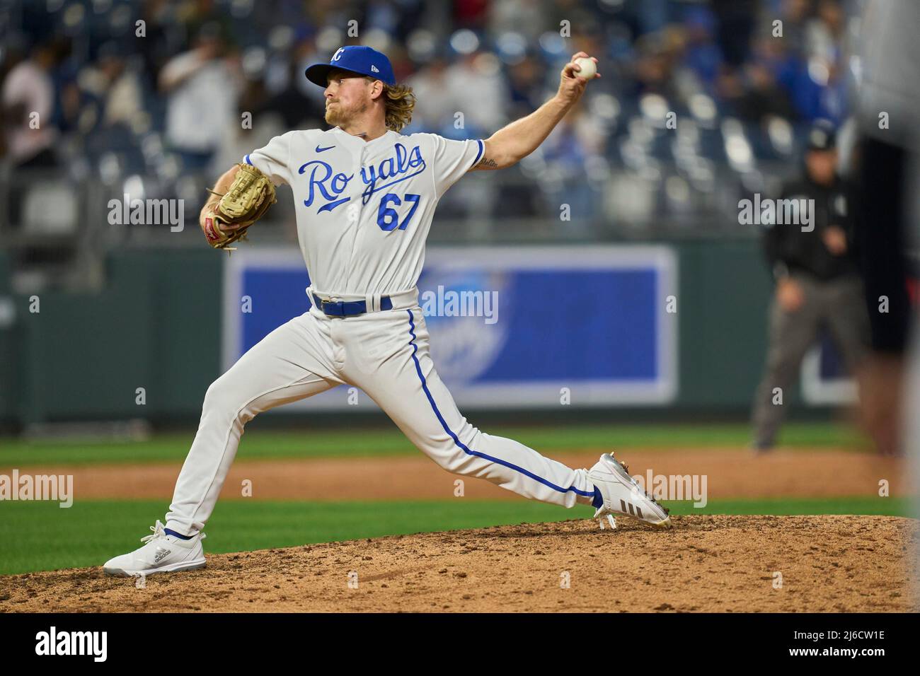 April 29 20261: Kansas City pitcher Gabe Speier (67) throws a pitch ...