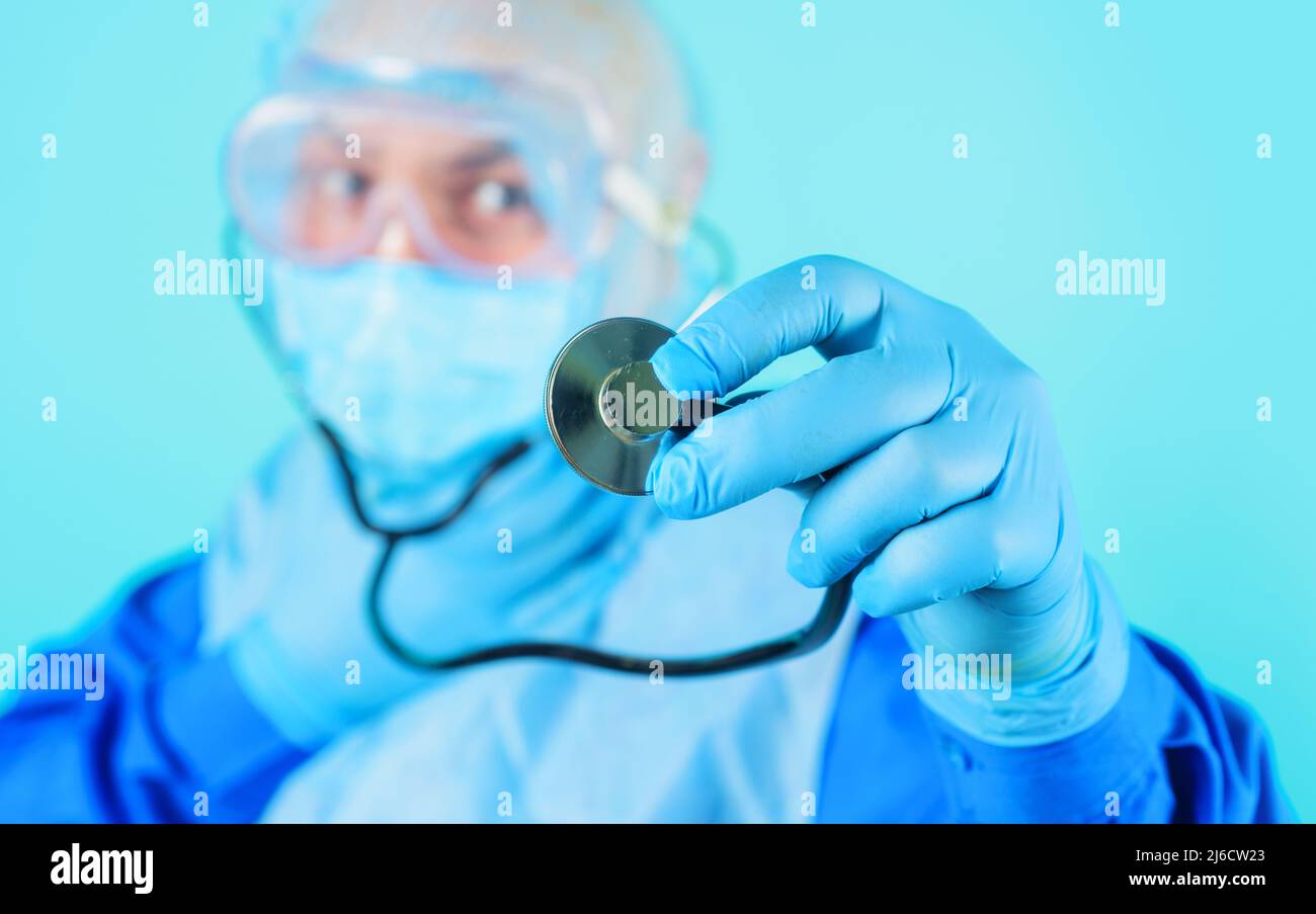 Doctor with stethoscope. Diagnostic instrument, medical equipment ...