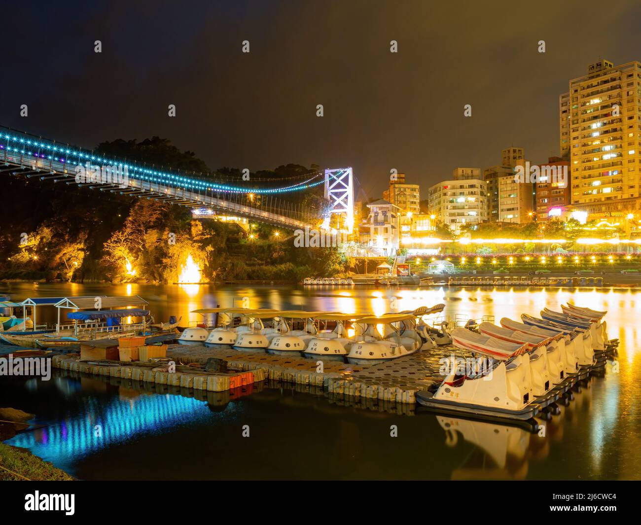 Taipei, FEB 28 2014 - Night view of the Bitan Scenic Area Stock Photo ...