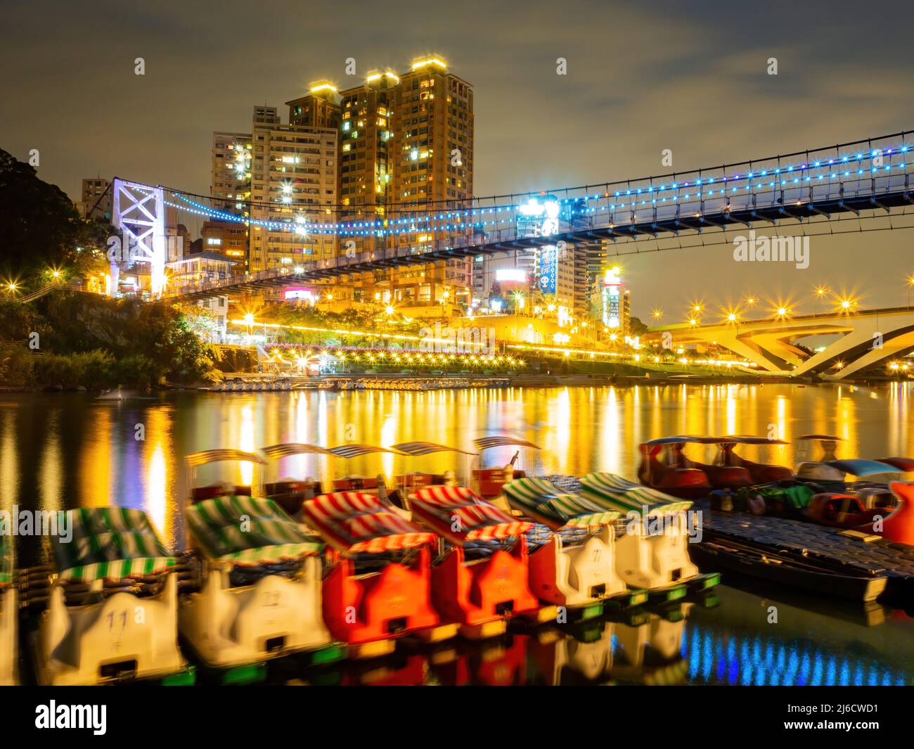 Taipei, FEB 28 2014 - Night view of the Bitan Scenic Area Stock Photo ...