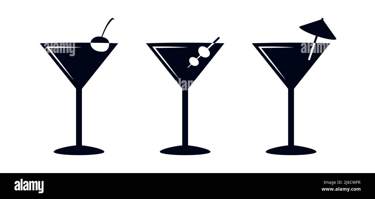 Martini cocktail party event drink glass sign vector icon Stock Vector ...