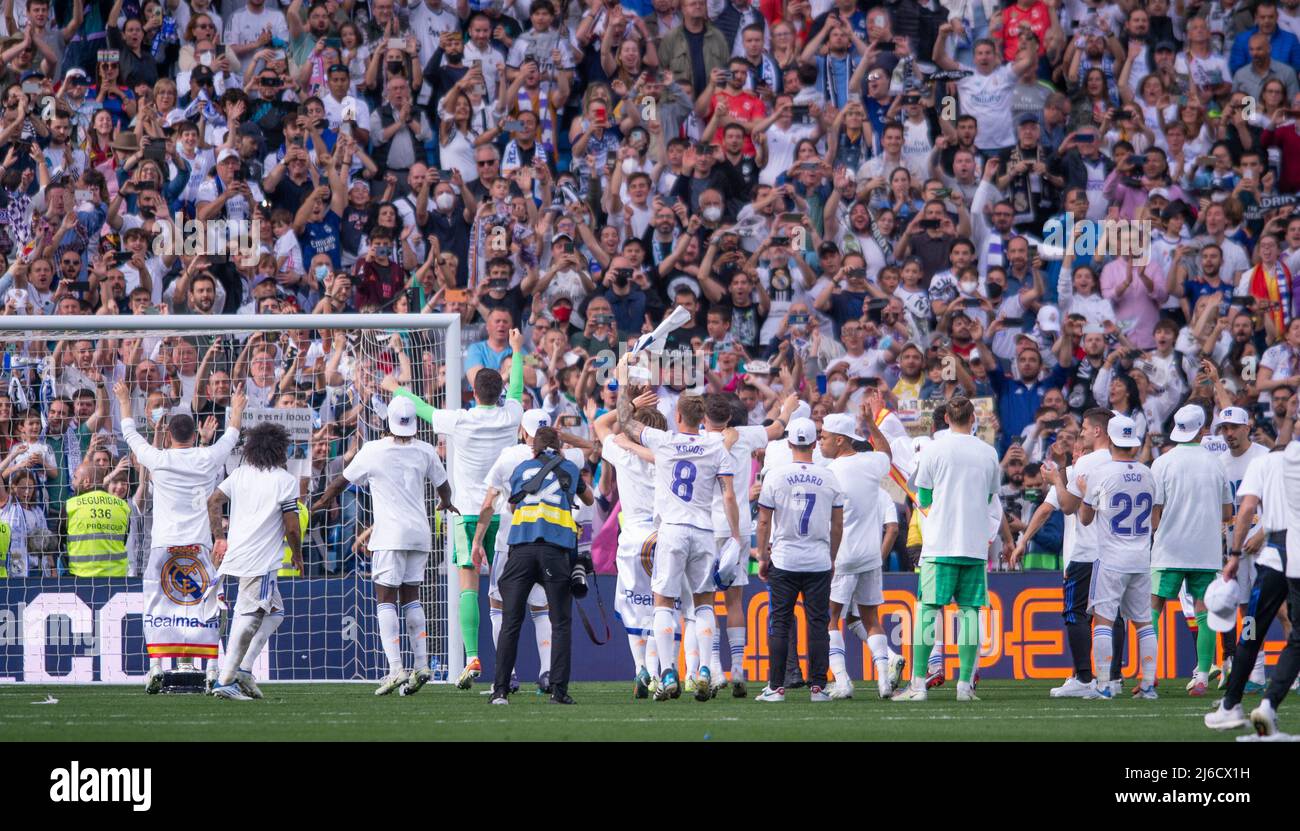 30th April 2022, Stadium Santiago Bernabeu, Madrid, Spain; La Liga ...