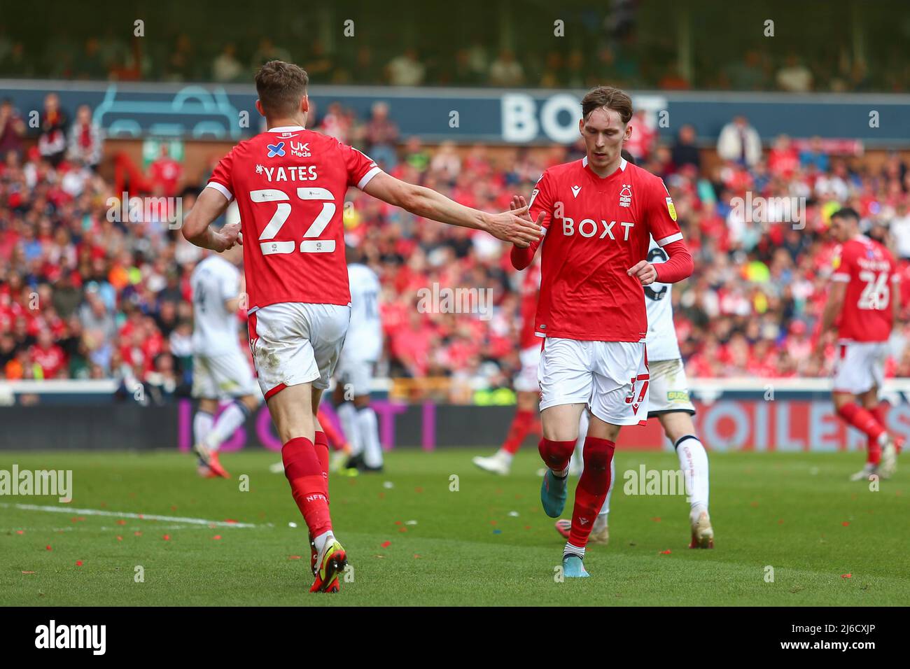Ryan Yates #22 of Nottingham Forest and James Garner #37 of Nottingham ...